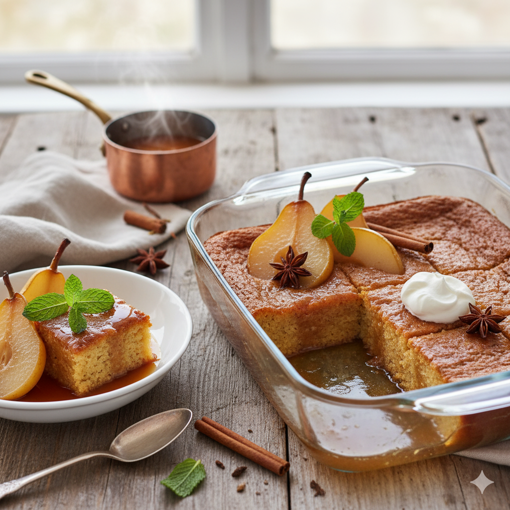 Malva Pudding with Cognac Pears - African Vibes