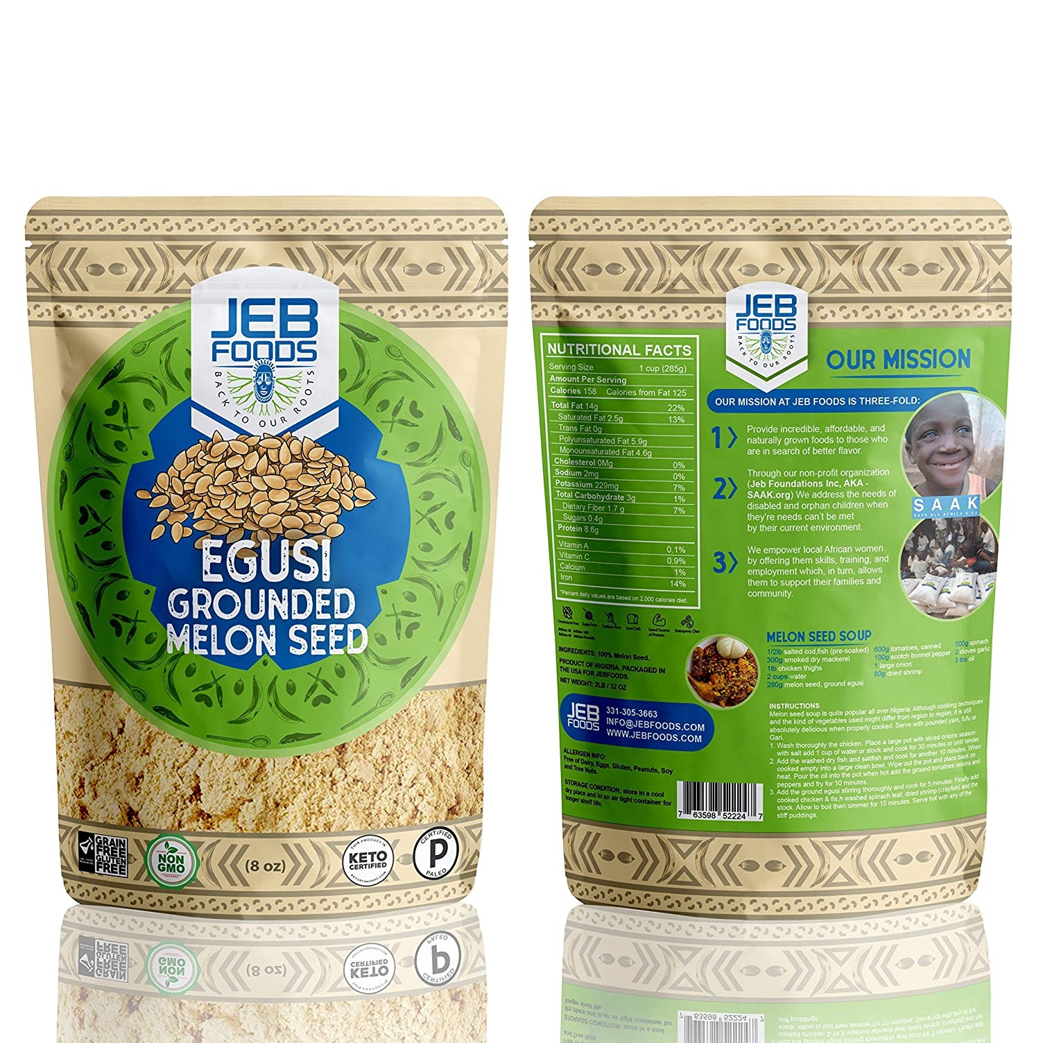 100% Natural Egusi Ground Melon Seeds (1 lb.) - African Vibes Recipes